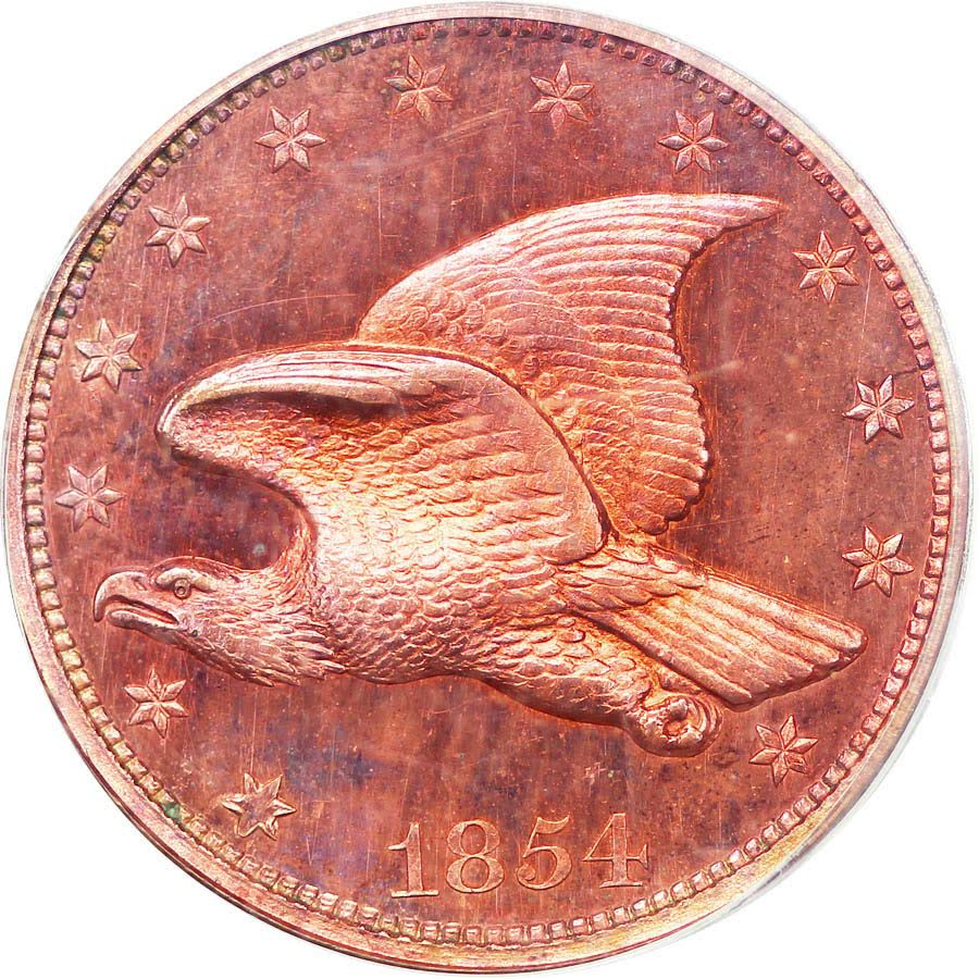 J-163 PR65RD Obv – 1854 and 1855 Large Flying Eagle Cent Patterns